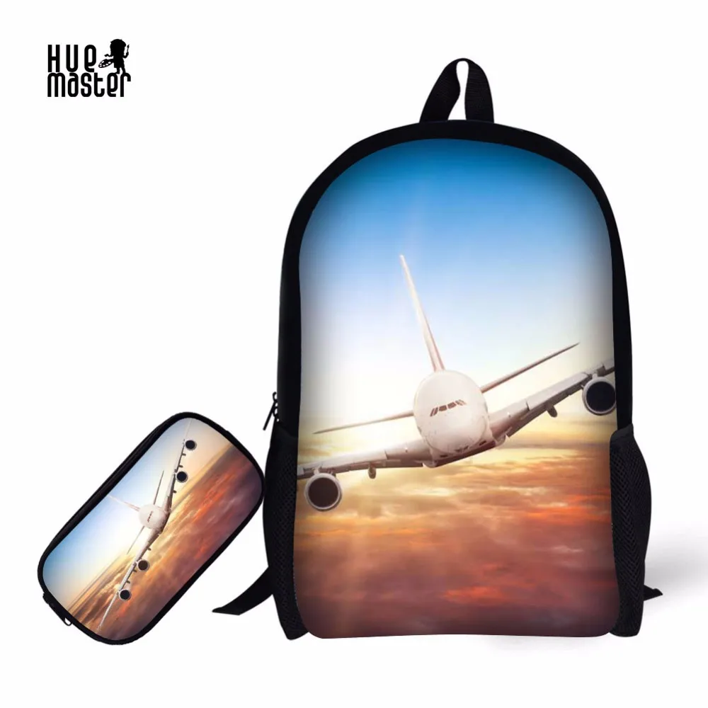 Children Backpacks+Pencil Case School Airplane Printing Backpack&Pencil ...