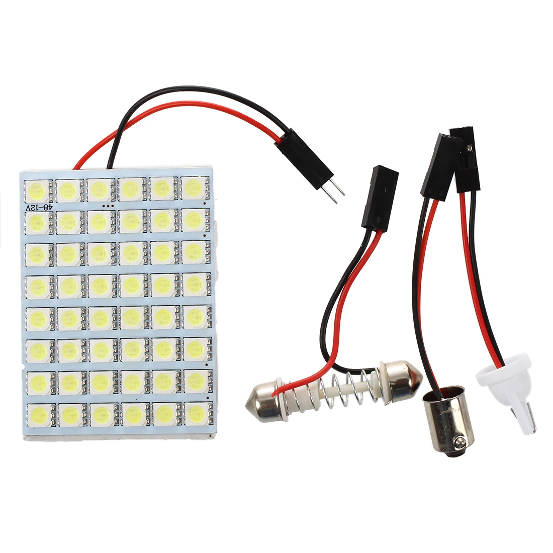 2x 48 SMD 5050 white LED panel Interior lamp + T10 socket + BA9S socket ...