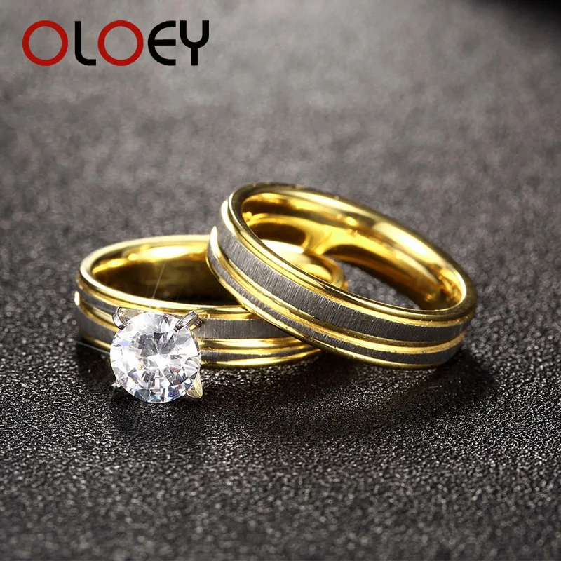 2pcs Lot High Quality Female Wedding Bands Luxury Cz Engagement Rings