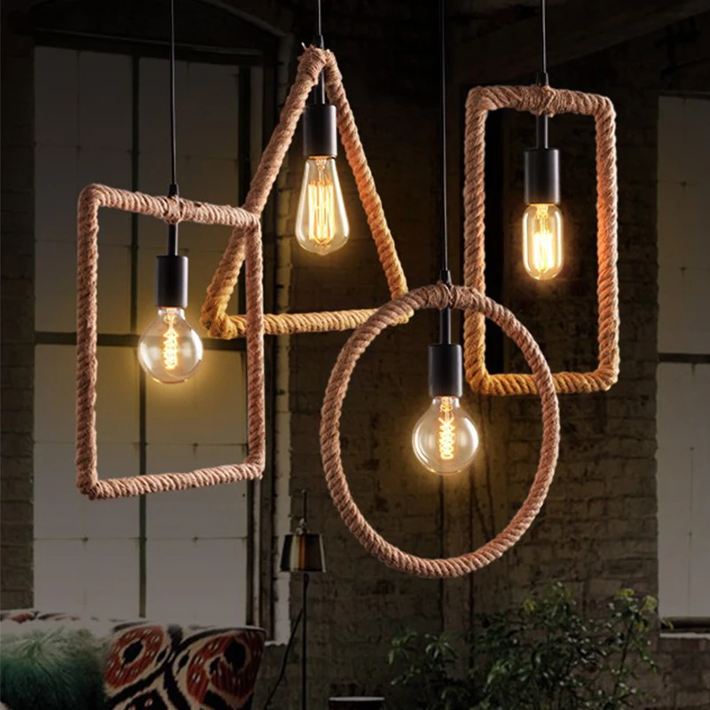 American village restaurant bar lamp Nordic simple aisle Bar Cafe rope ...