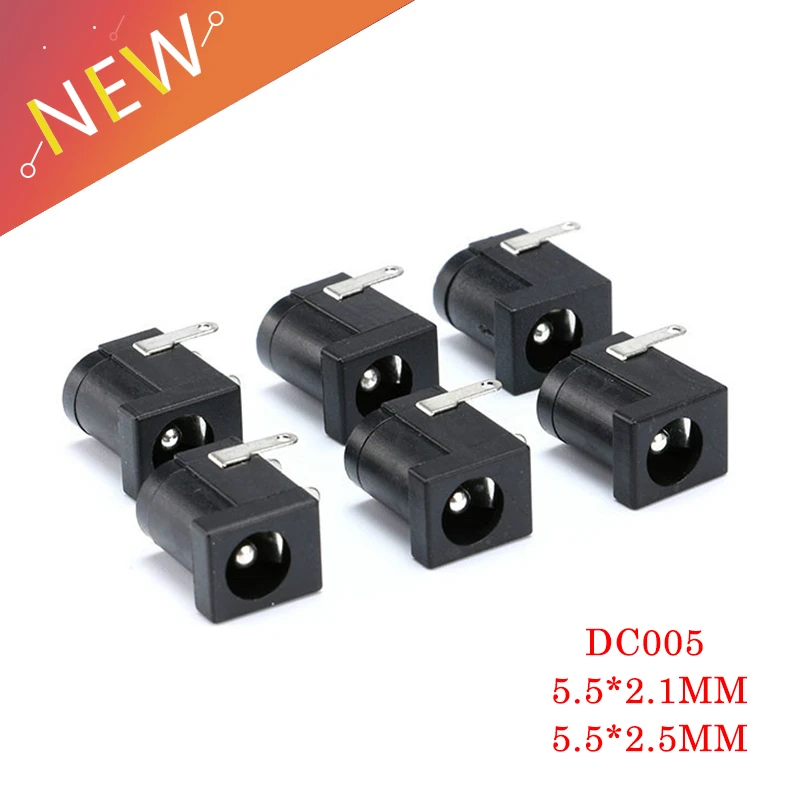 10pcs/lot Dc-005 Black Dc Power Jack Socket Connector Dc005 5.5*2.1mm 5 ...