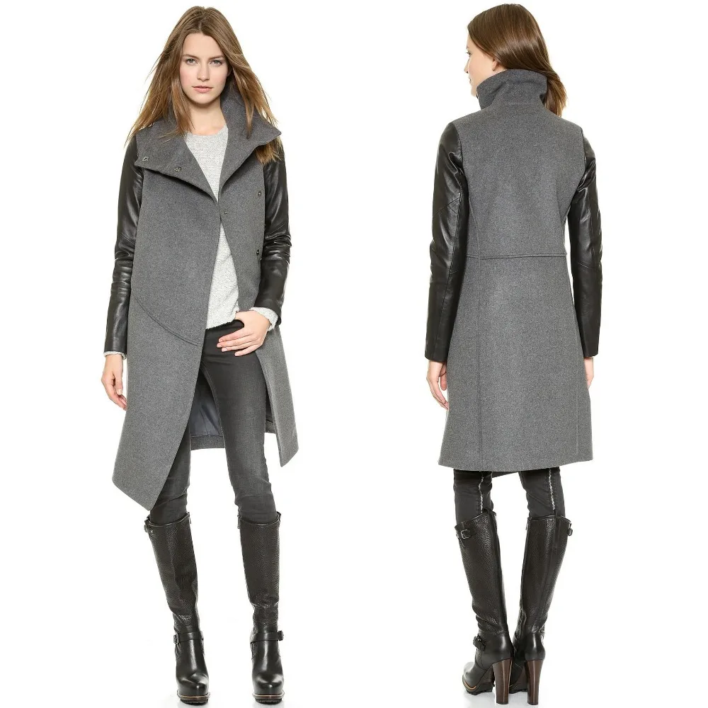 2014 New Winter Coat Women Dust Coat Funnel collar Long Women Coats ...