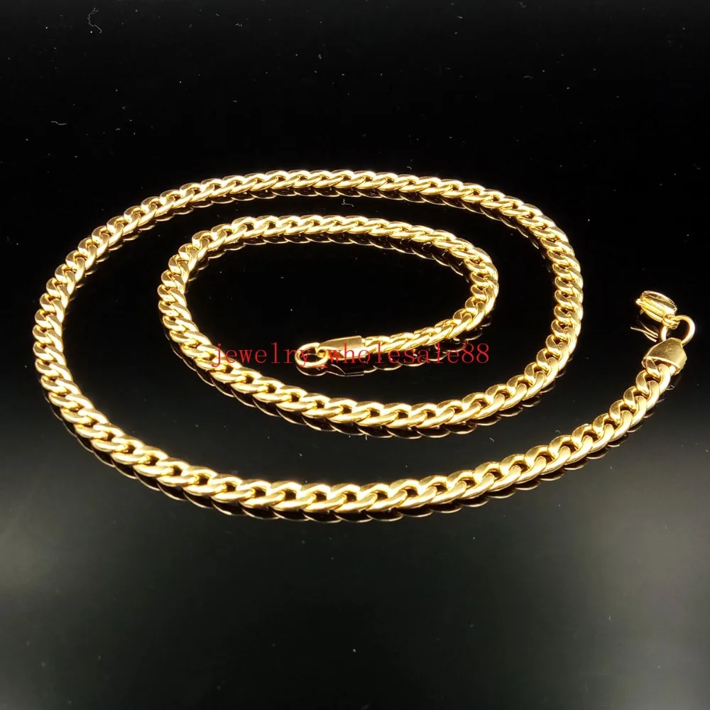 6mm24'gold ouro aço inoxidável moda curb nk link corrente colar ...