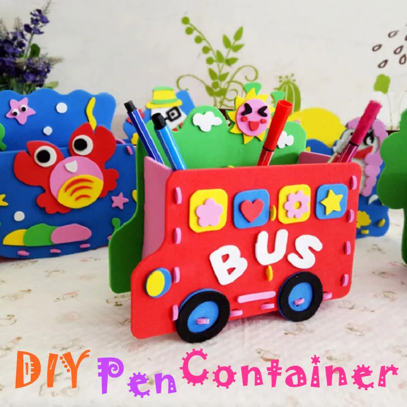 Kids DIY Cartoon Pen Container Children Arts& Crafts Kits Kids DIY ...