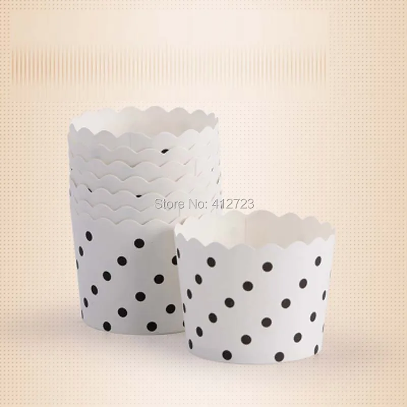 Envío libre blanco con puntos negros bandeja de torta caso liner ...