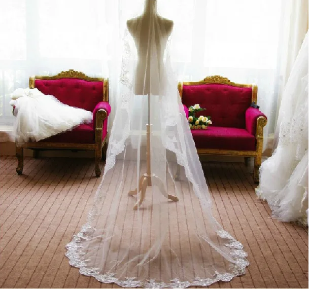 The Beautiful Lace Side Bridal Wedding 3m Long Veils For Brides|veil ...