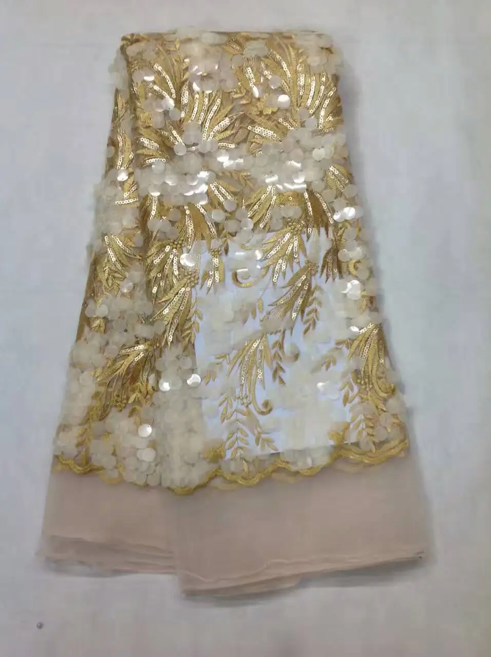 Amarelo de alta Qualidade Tecido de Renda Líquida Francês africano ...