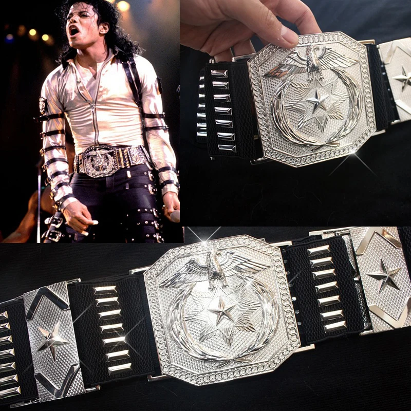 MJ Michael Jackson Classic BAD Vocal Concert Show Silver Alloy Punk ...