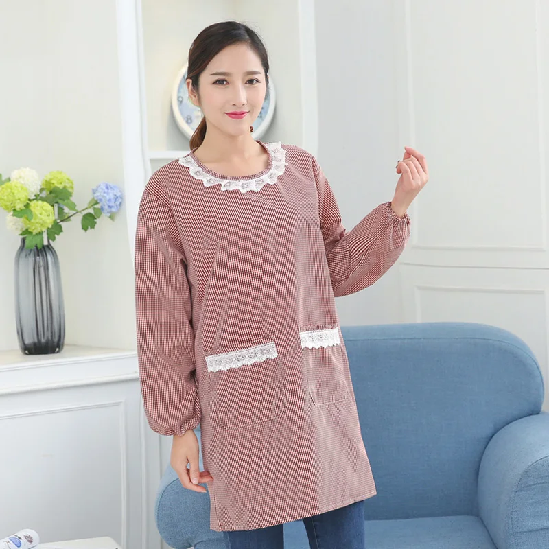 Apron Smock Overalls Kitchen Cooking Long Sleeves Anti-wearing Oil ...