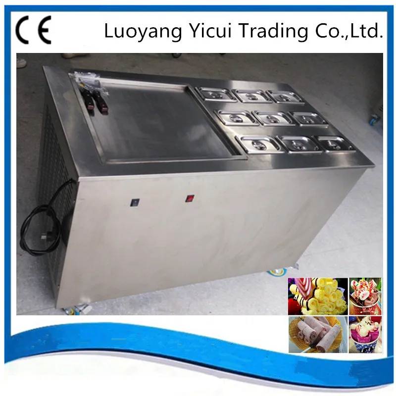 2017 new arrival 9 fruit containers single flat pan fried ice cream ...