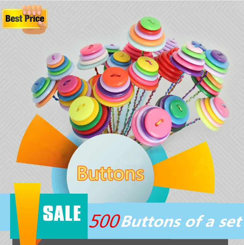 500 mix Bulk Sewing Decorative Buttons children DIY Flower Painted ...