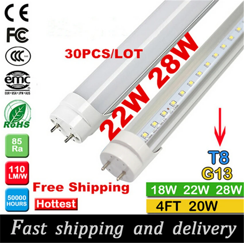 4ft 1200mm T8 Led Tube 4 feet Light High Super Bright 18W 20W 22W Warm ...