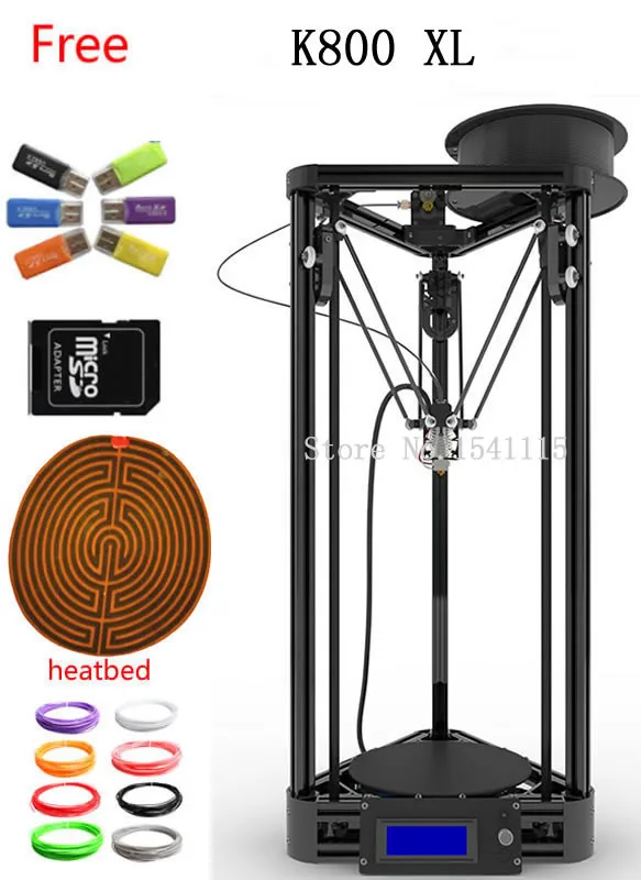 Newest gold black Kossel XL 3D Printer Rostock RepRap Full Kit Machine ...
