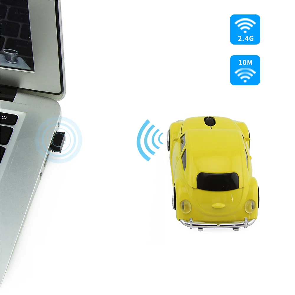 SALE CHYI Wireless Computer Mouse Gamer Cool Beetle Car Shape Mice ...