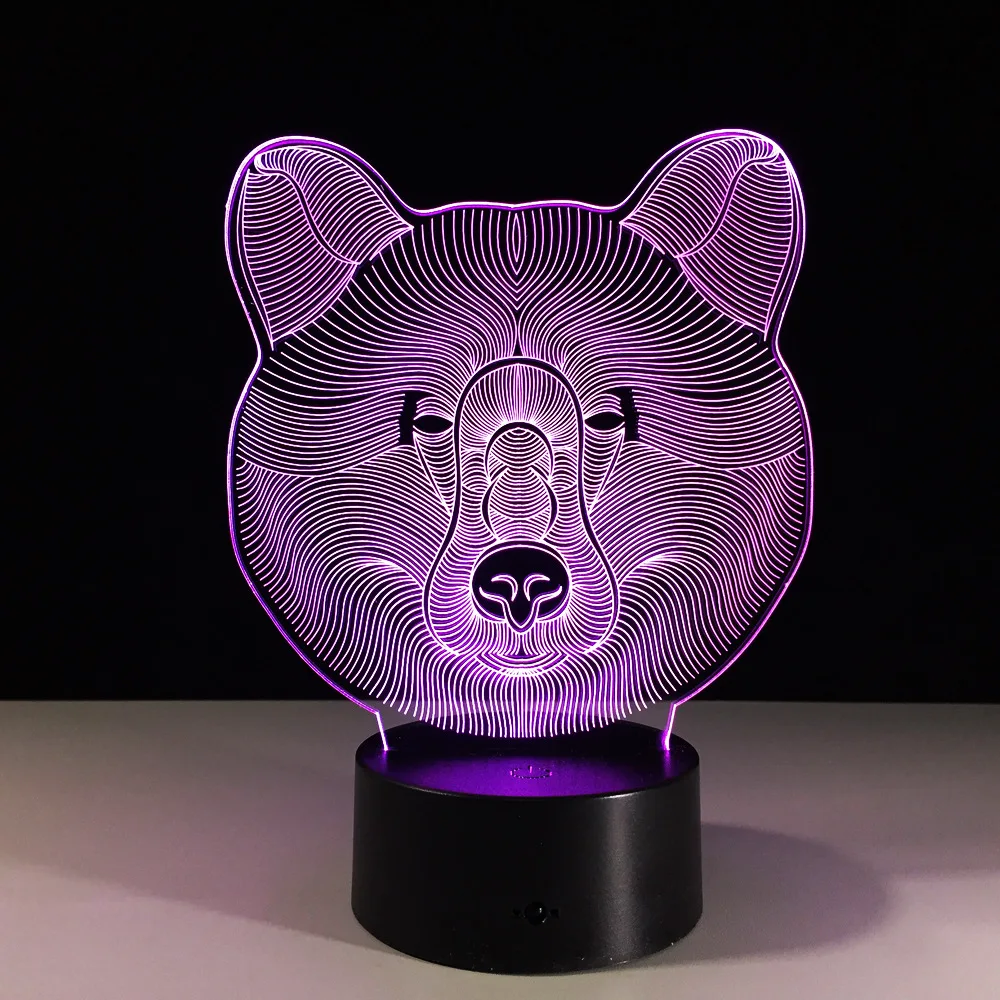 3d Lamp Bear 7 Color Led Night Lamps For Kids Touch Led Usb Table ...