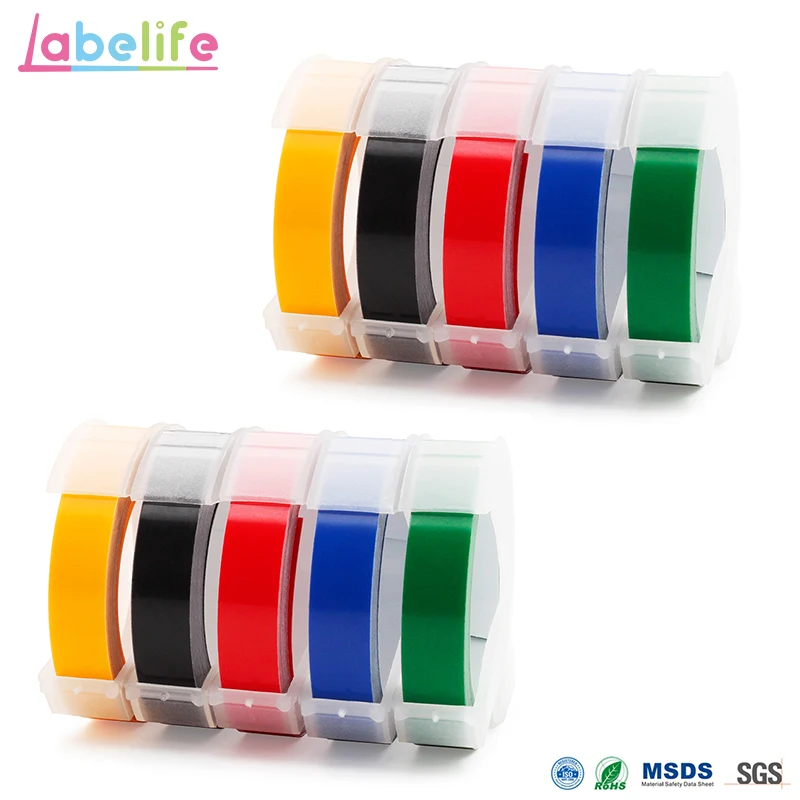 Labelife 10pcs/lot 9mm *3m Dymo 3D Plastic Mixed Color Embossing Tapes ...