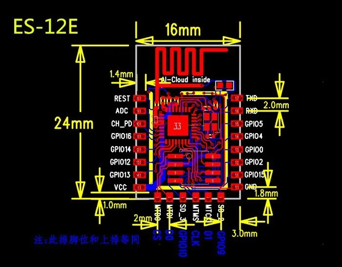 ESP-12F Wifi Module, ESP8266, 4MB -2.4GHz frequency.