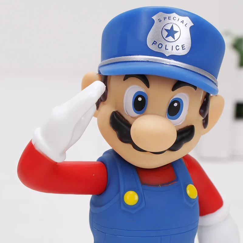 Super Mario Toys Police Captain Mario Bros Bowser Koopa Yoshi Mari PVC ...