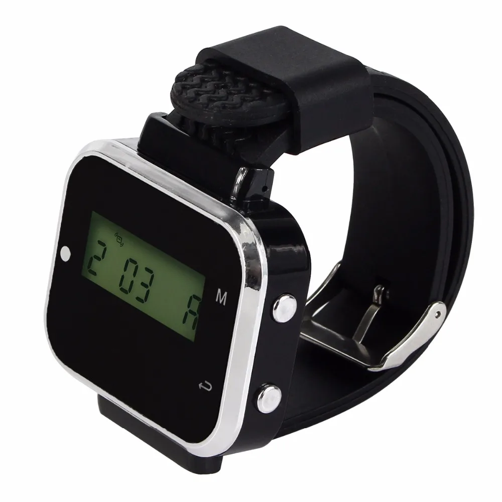2Pcs 433.92MHz Black Wireless Calling Paging System Watch Wrist ...