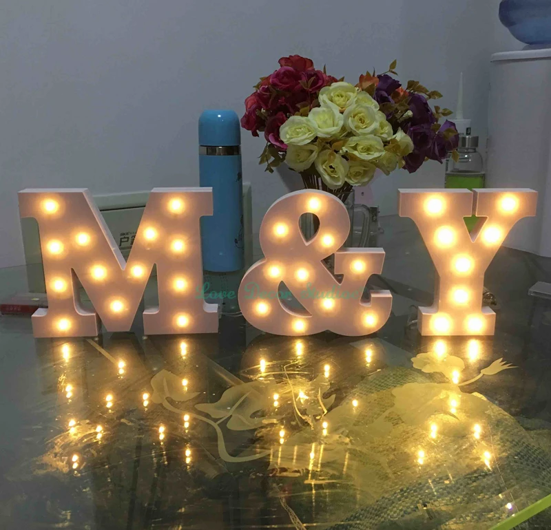 Cálida Luz LED Carta de Luces Iluminan Las Letras De Madera PVC Letras ...