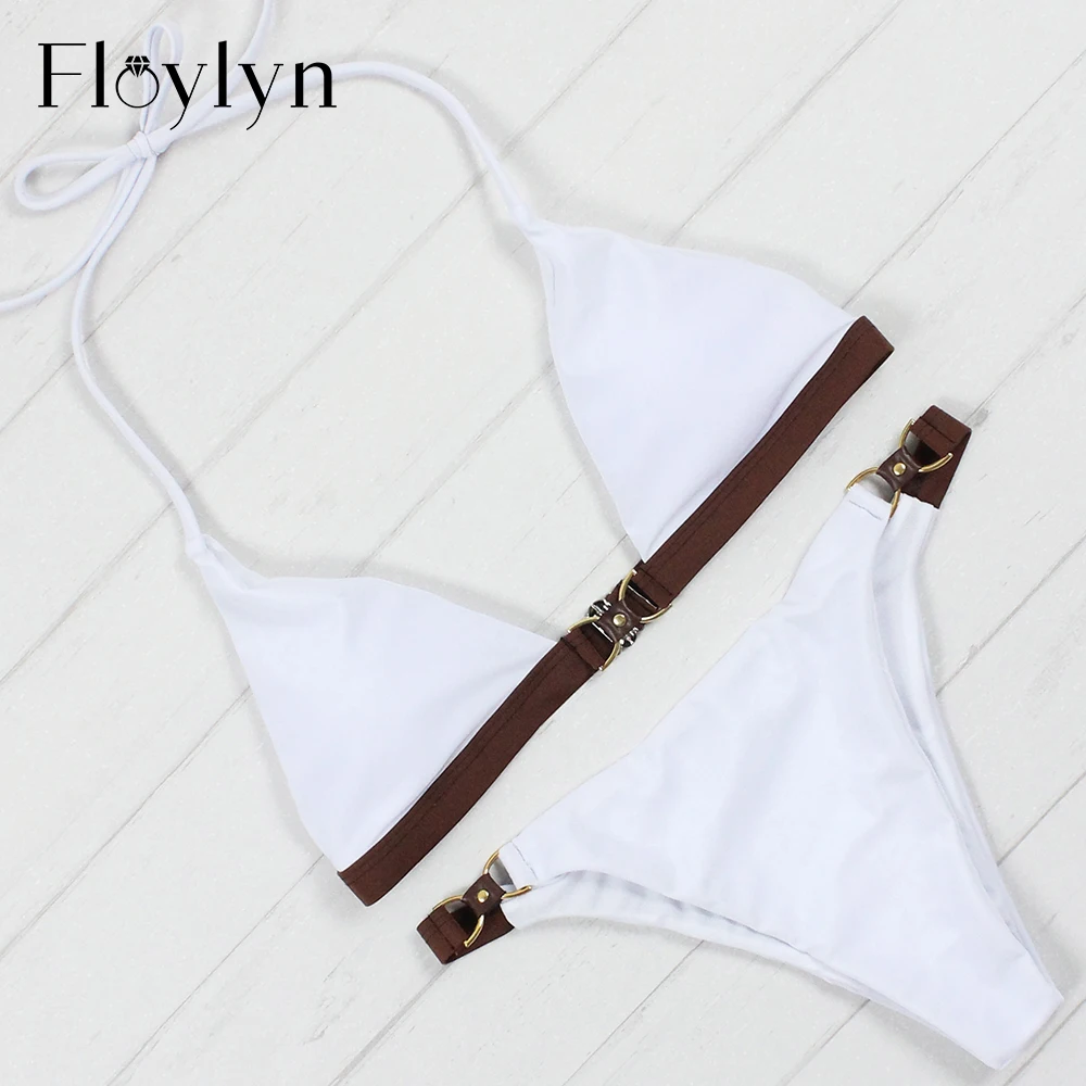 Floylyn Rivet Bikinis Swimsuit 2017 Sexy Micro Thong Biquini Swimwear