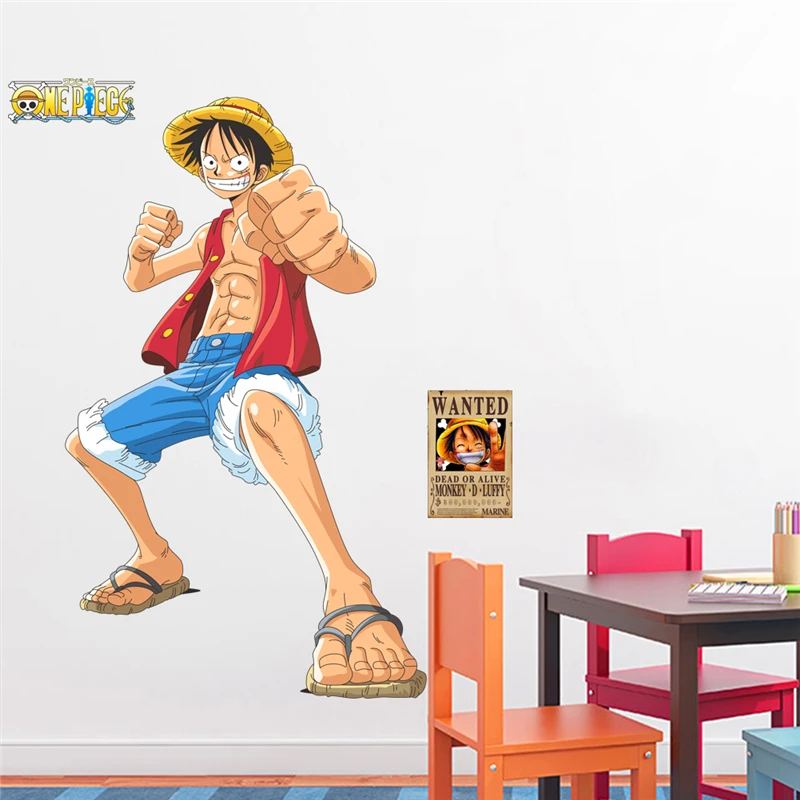 cartoon one piece Luffy wall stickers for kids rooms bedroom 105*85cm ...