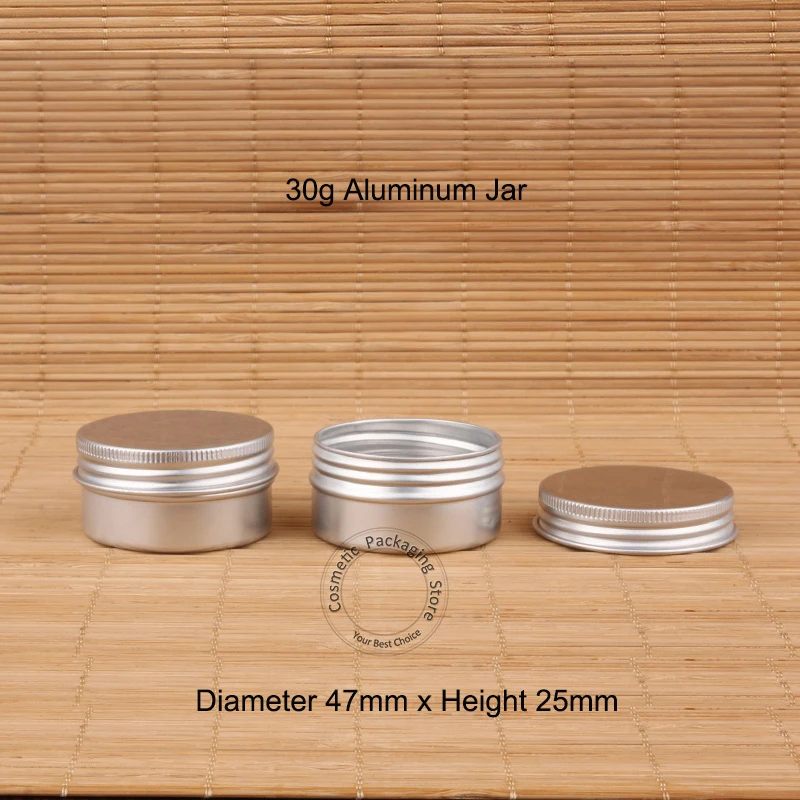 50pcs/lot New 30g Aluminum Cream Jar 30 Gram Metal Facial Cream Jar 1 ...