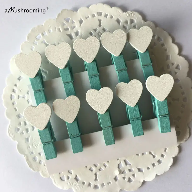 White Heart Pegs Mini Wooden Craft Pegs blue Mother's Day Crafts 35mm ...