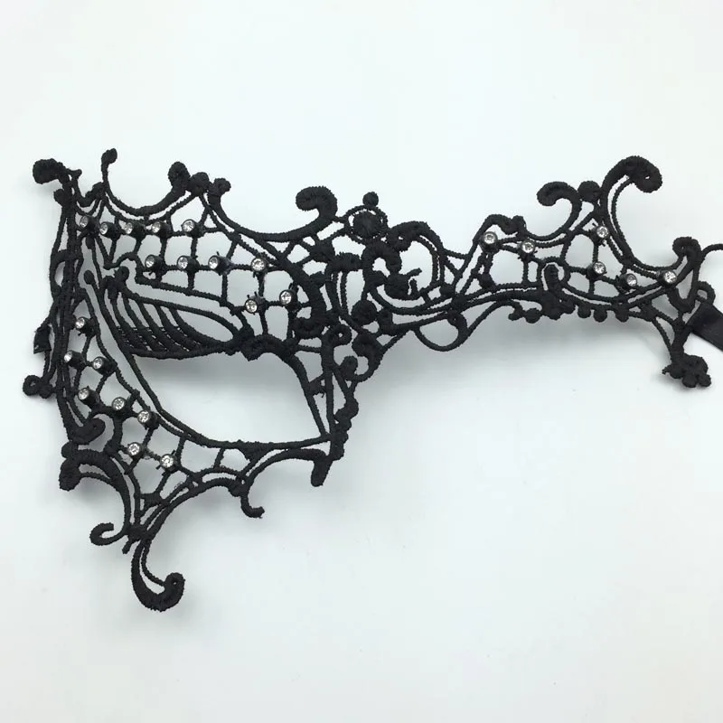 Lace half mask carnival party halloween masquerade mask women black ...