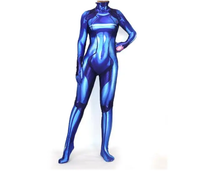 Womens Samus Aran Costume Game Zentai Catsuit Bodysuit Adult Super