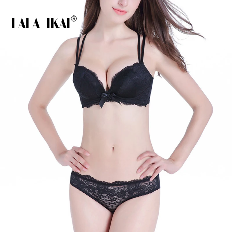 Lala Ikai Sexy Put Up Lace Women Bra Sets Padded Comfortable Deep V