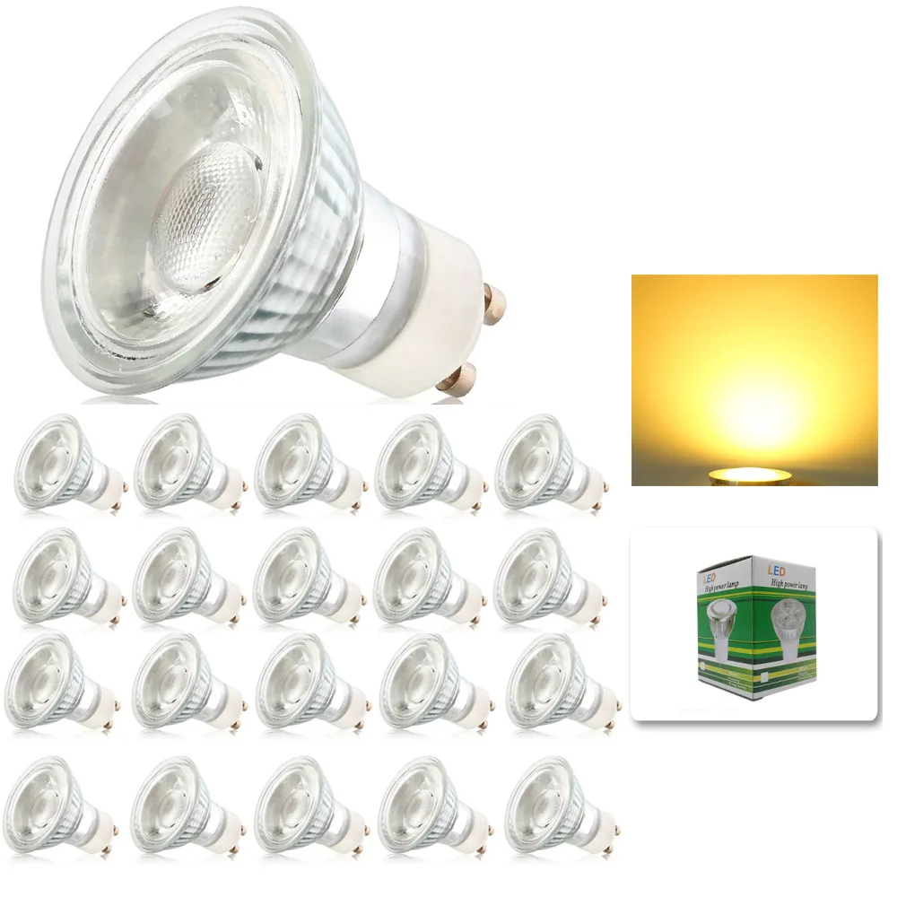 20x Dimmable 10w Gu10 Cob Led Energy Bulbs Spot Light Lamp With