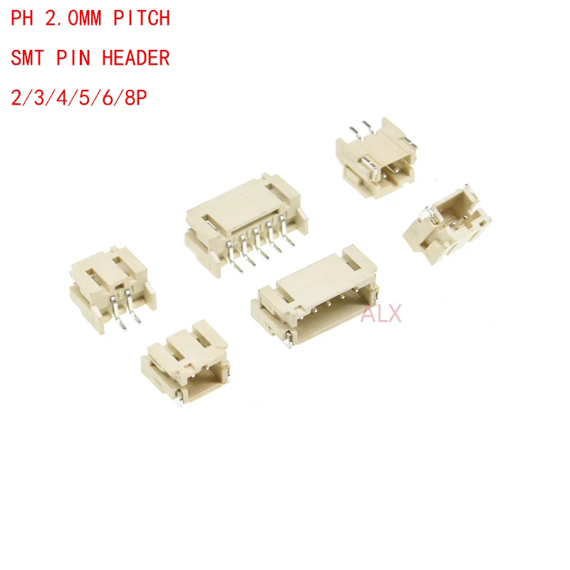 20pcs PH2.0 SMD SMT 직각 커넥터 2.0MM 피치 2MM 남성 핀 헤더 2P/3P/4P/5P/6P/8P/PCB ...