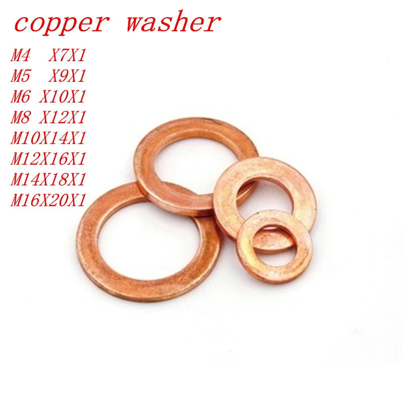 20PCS Copper washer M4 M5 M6 M8 M10 M12 M14 DIN7603 Copper Sealing ...