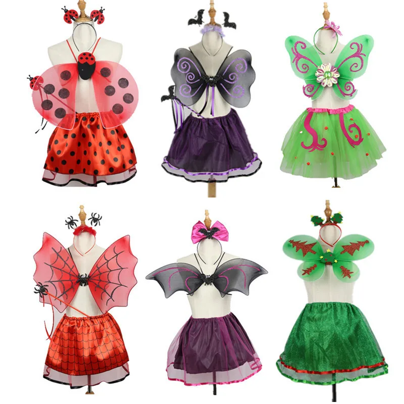 3 Pcs Girls Tutu Skits Halloween Costume Set Party Christmas Princess ...