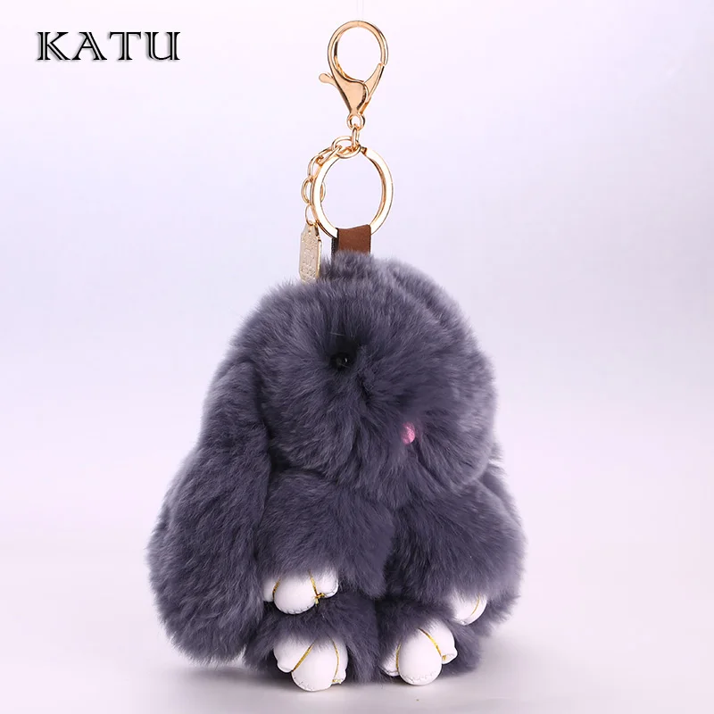Bunny Keychain Fashion Rabbit Fur Pompoms Handbag Bunny Keychain Key ...