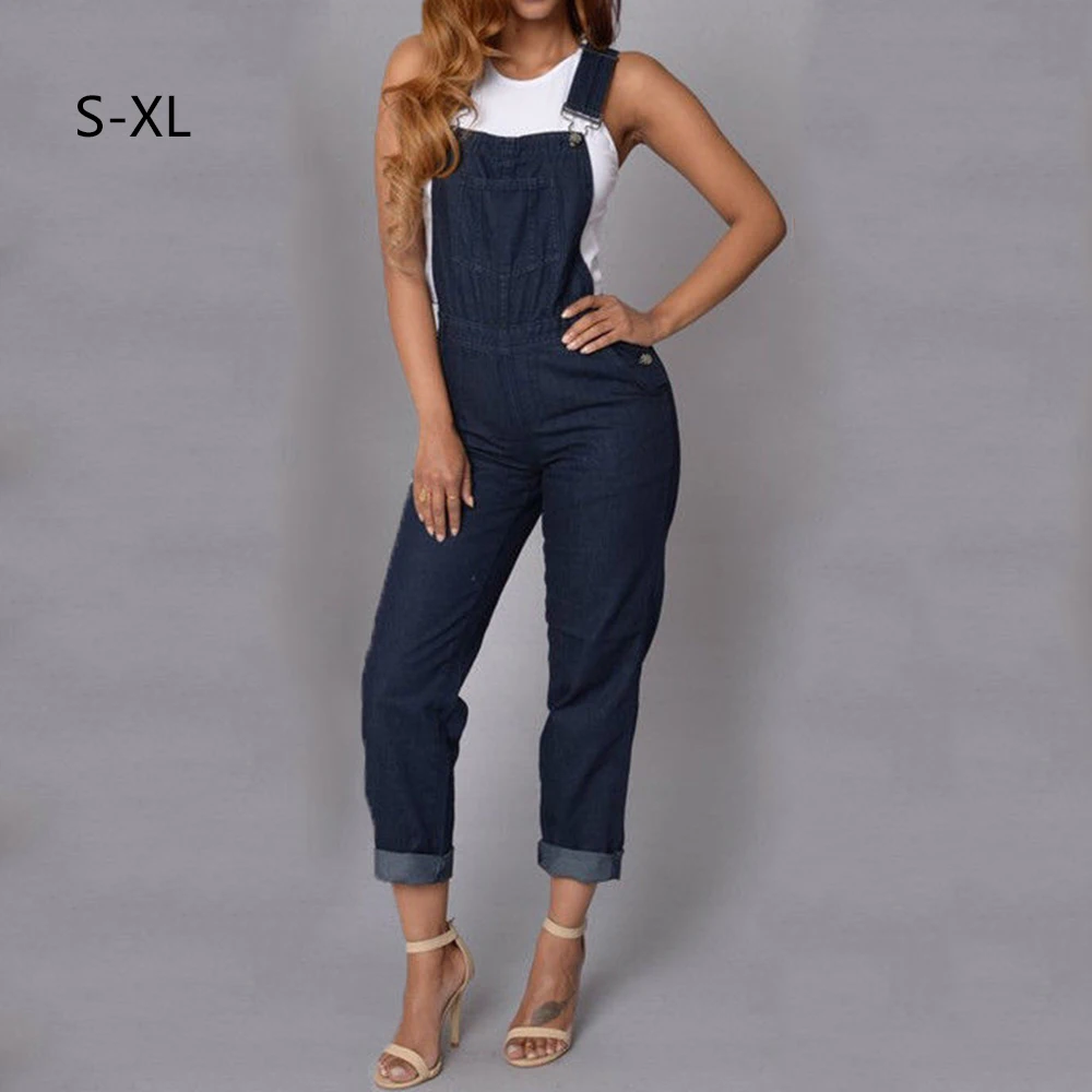 Women Casual Jumpsuits 2018 Spring Autumn Denim Jeans Full Length