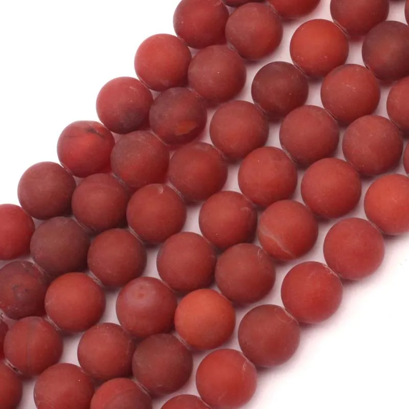 Round Frost Red Agates Beads Natural Gem Stone Beads Diy Spacer Beads ...