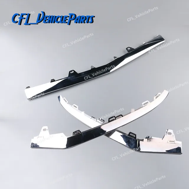Set Front Bumper Chrome Grille Trim Molding Middle Left Right ...