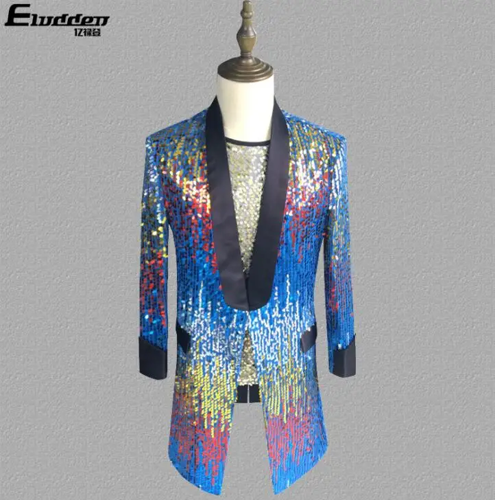 Sequins Blazer Men Slim Suits Designs Jacket Mens Stage Costumes ...