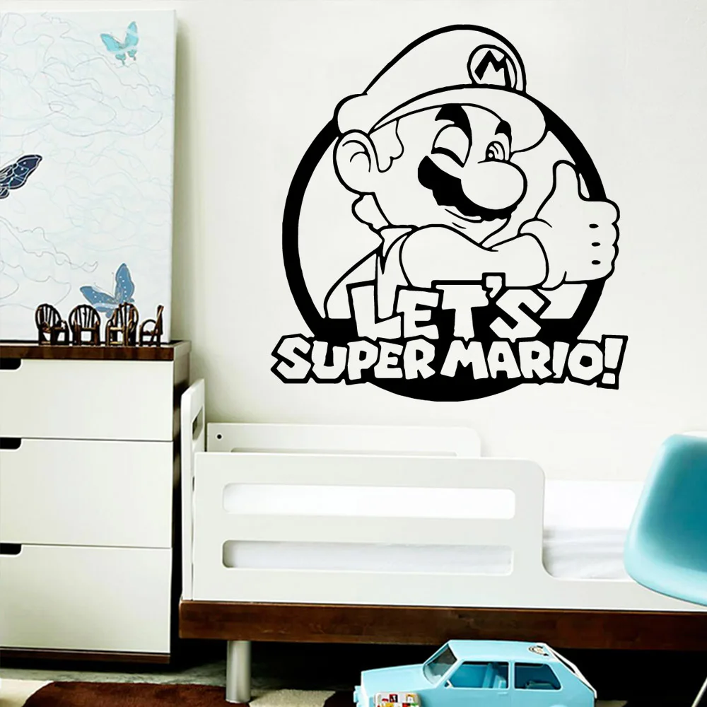 Cartoon Super Mario Wall Art Stickers Decal Mural Gamer Wall Decor For ...
