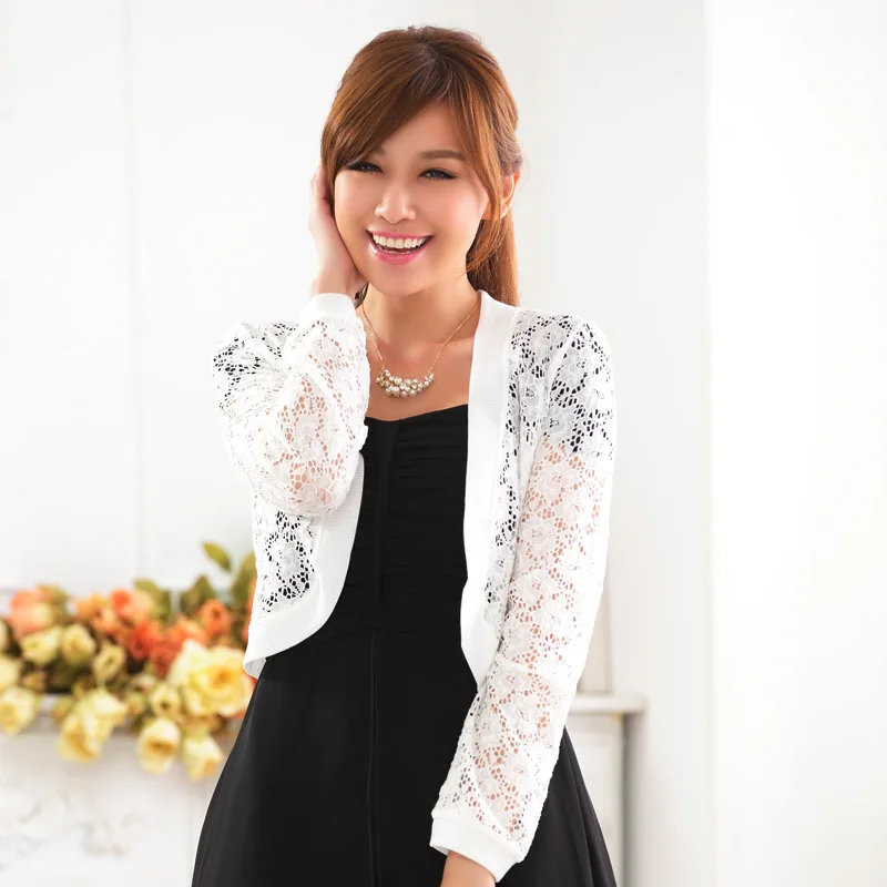 L XXXXL Brand Plus Size Elegant Ladies Hollow Floral Lace Jacket Women ...