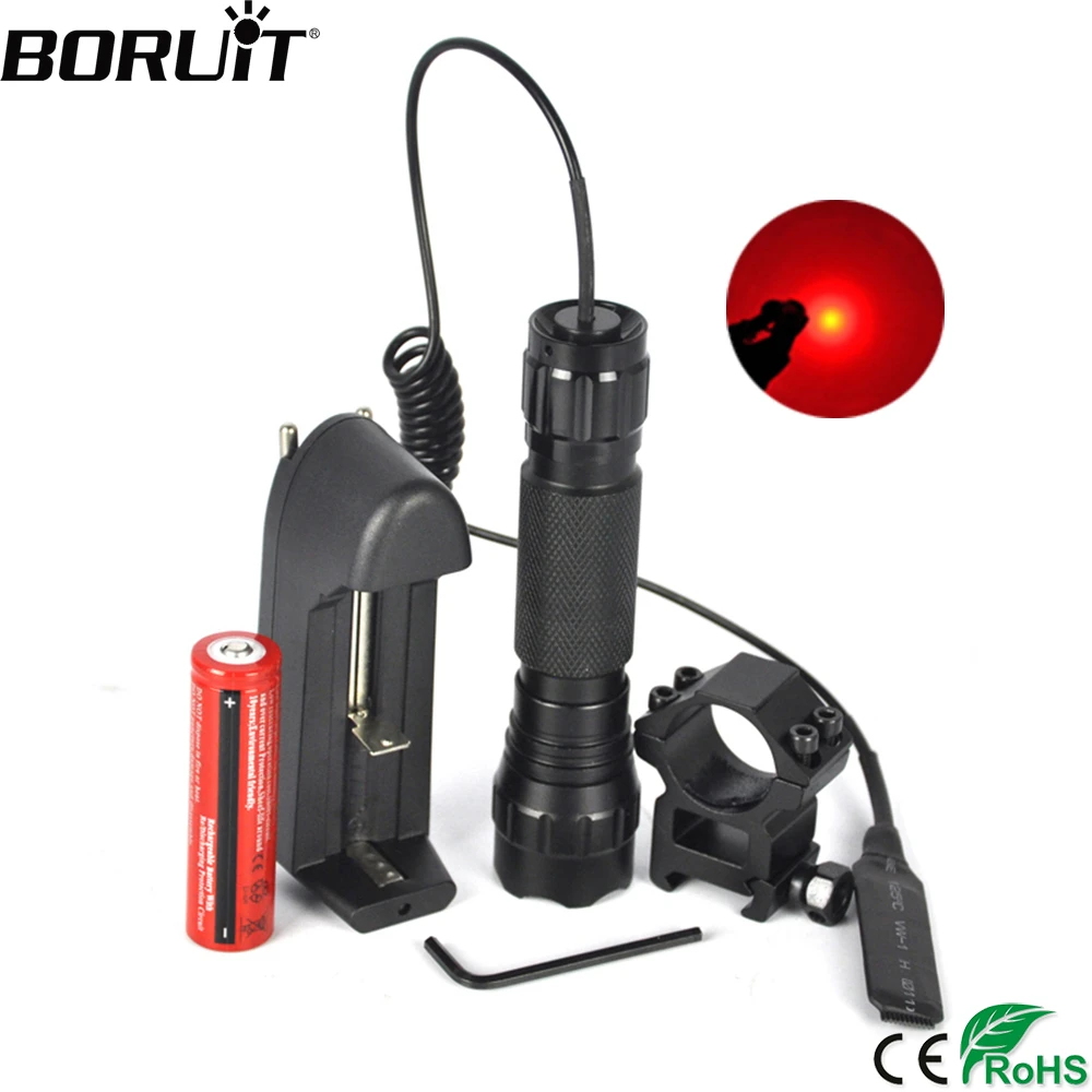 BORUiT 600LM 501B Red LED Flashlight Waterproof Torch Aluminum Alloy ...