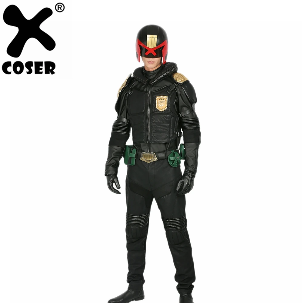 Xcoser Movie: Dredd Cosplay Judge Dredd Costume Black Pu Leather ...