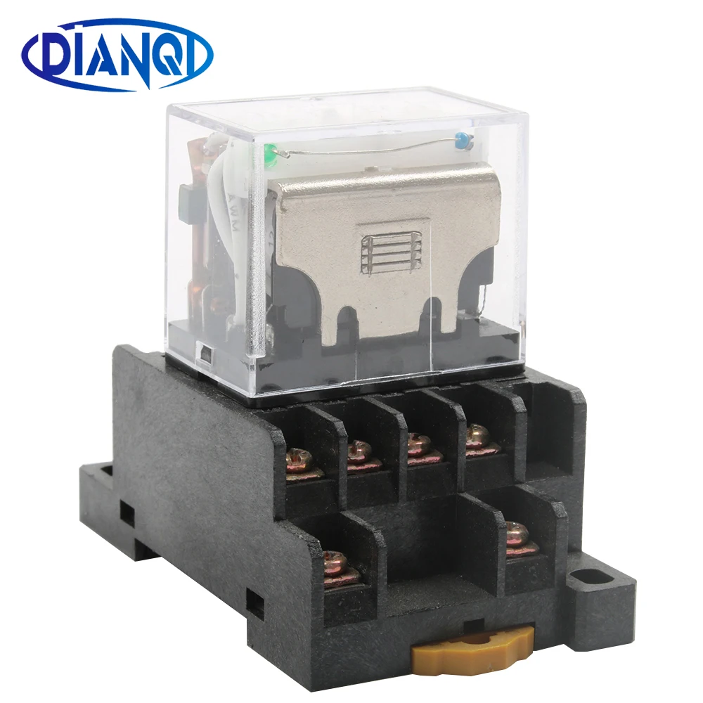 Ly4nj Hh64p Ac 220v 14pin 10a Silver Contact Power Relay Coil 4pdt With Socket Base - Relays ...
