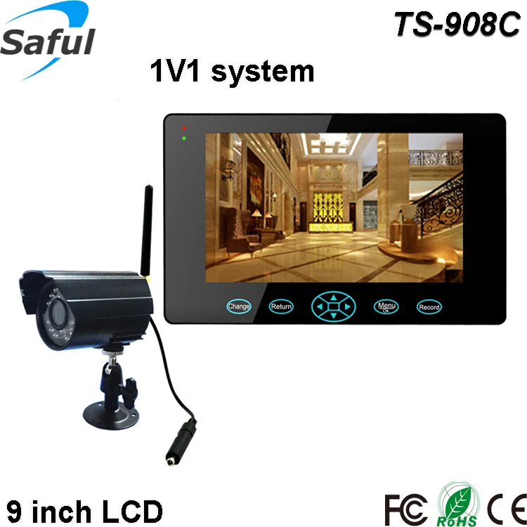 9"tft lcd Supports NTSC/PAL video/Audio output wireless security camera ...
