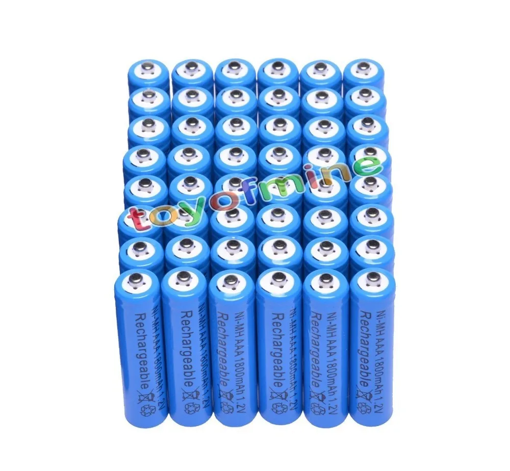 48x AAA 1800mAh 3A 1.2 V Ni MH Blue Rechargeable Battery Cell for MP3 ...