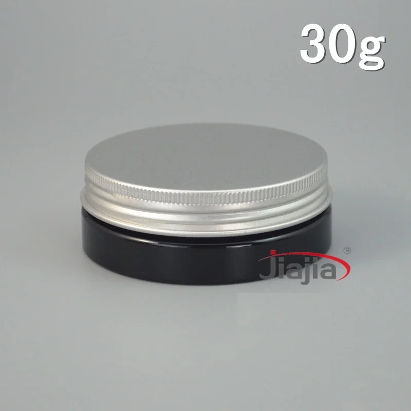 30-Grams-Black-PET-Jar-30g-Cream-Jar-With-Silver-Aluminum-Lid-Cream ...