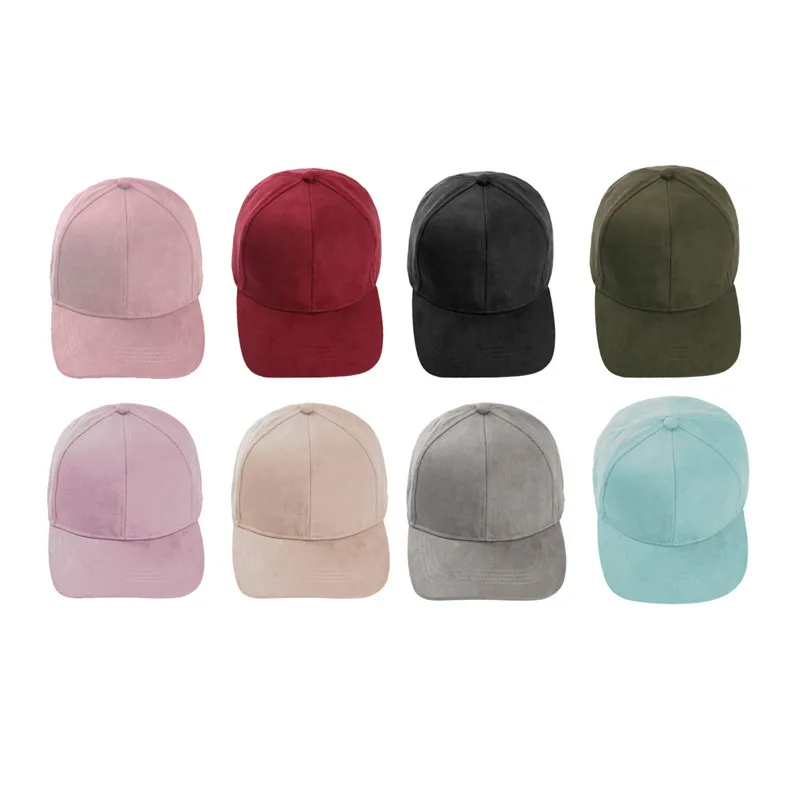 Pure Color Unisex Adjustable Baseball Cap Dad Hat Faux Buckskin Suede ...