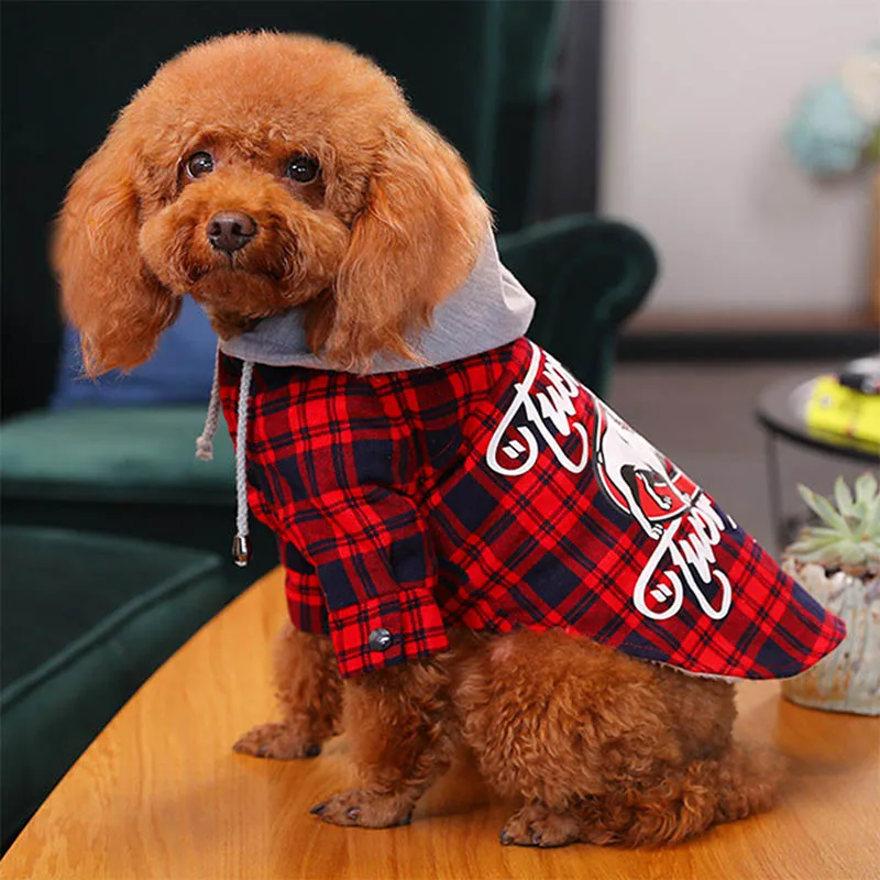 Cute lattice Dog cat Pet Jacket Coat clothing for pet fleece Chihuahua ...